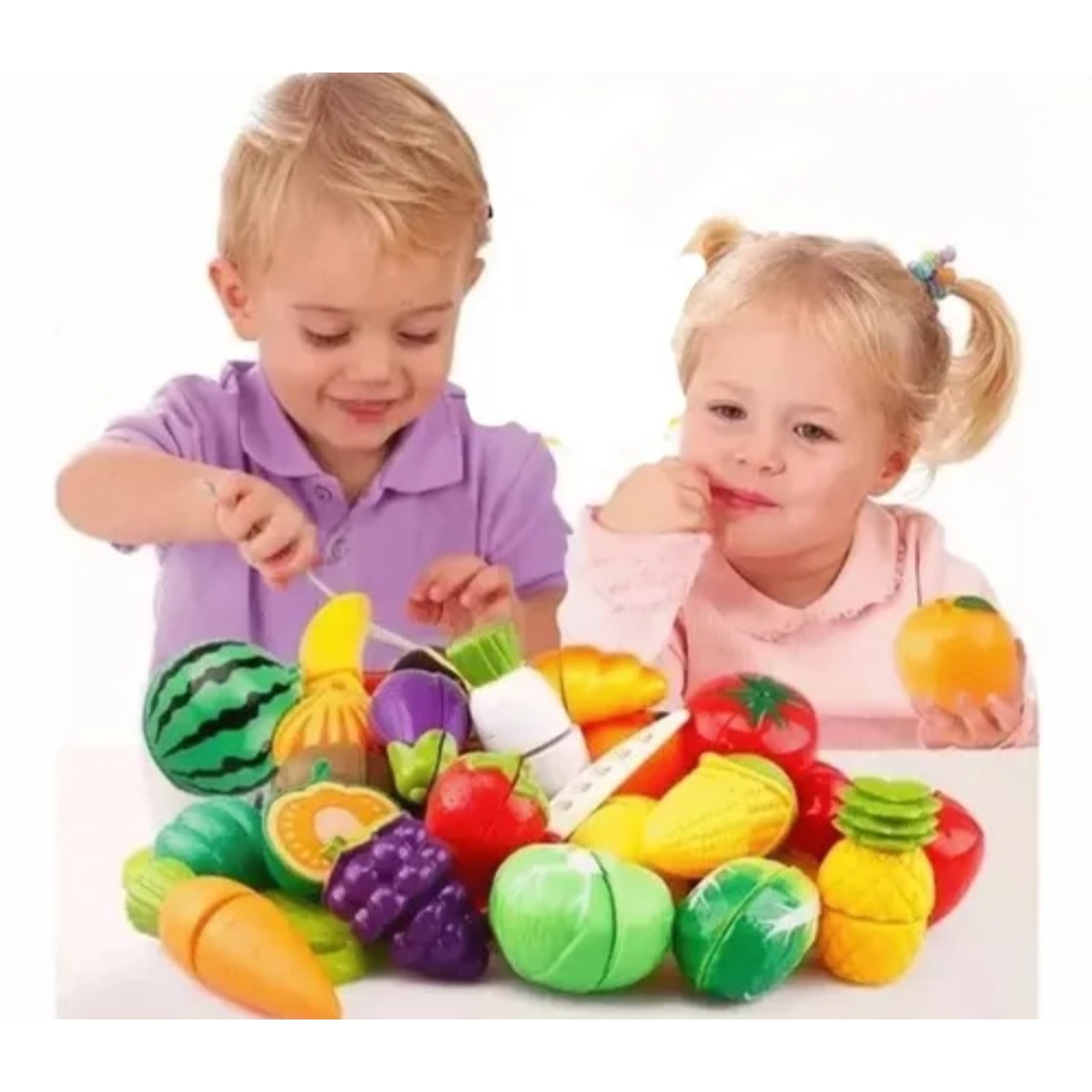 Frutas e legumes de brinquedo com velcro kit comidinha para brincar ...