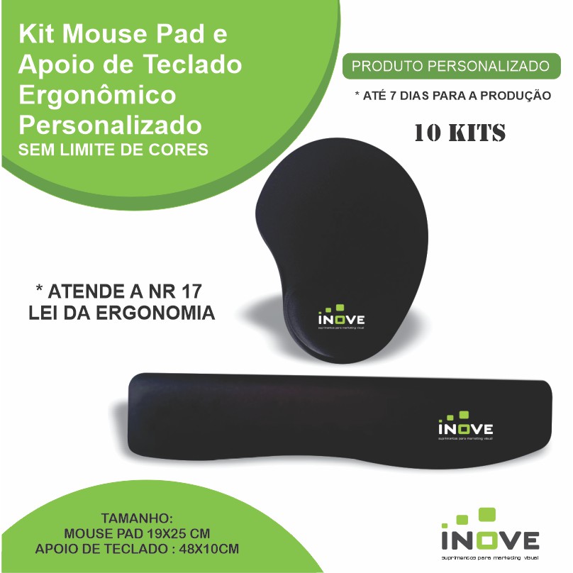 Kit Apoio De Teclado + Mouse Ped Ergonômico 10 Pares | Shopee Brasil