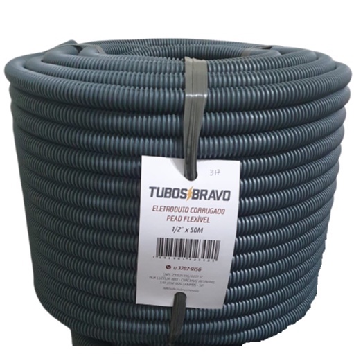 Conduíte Corrugado Flexível Pead Cinza Dn 16 1/2x50m -Eletroduto ...