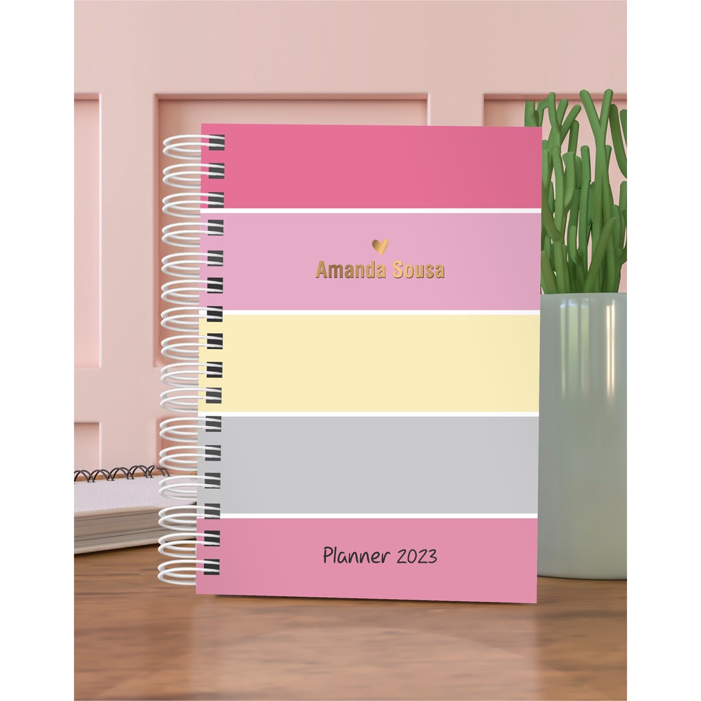 Planner Agenda Datado Anual Personalizado Com Seu Nome Na Capa 2023 ...