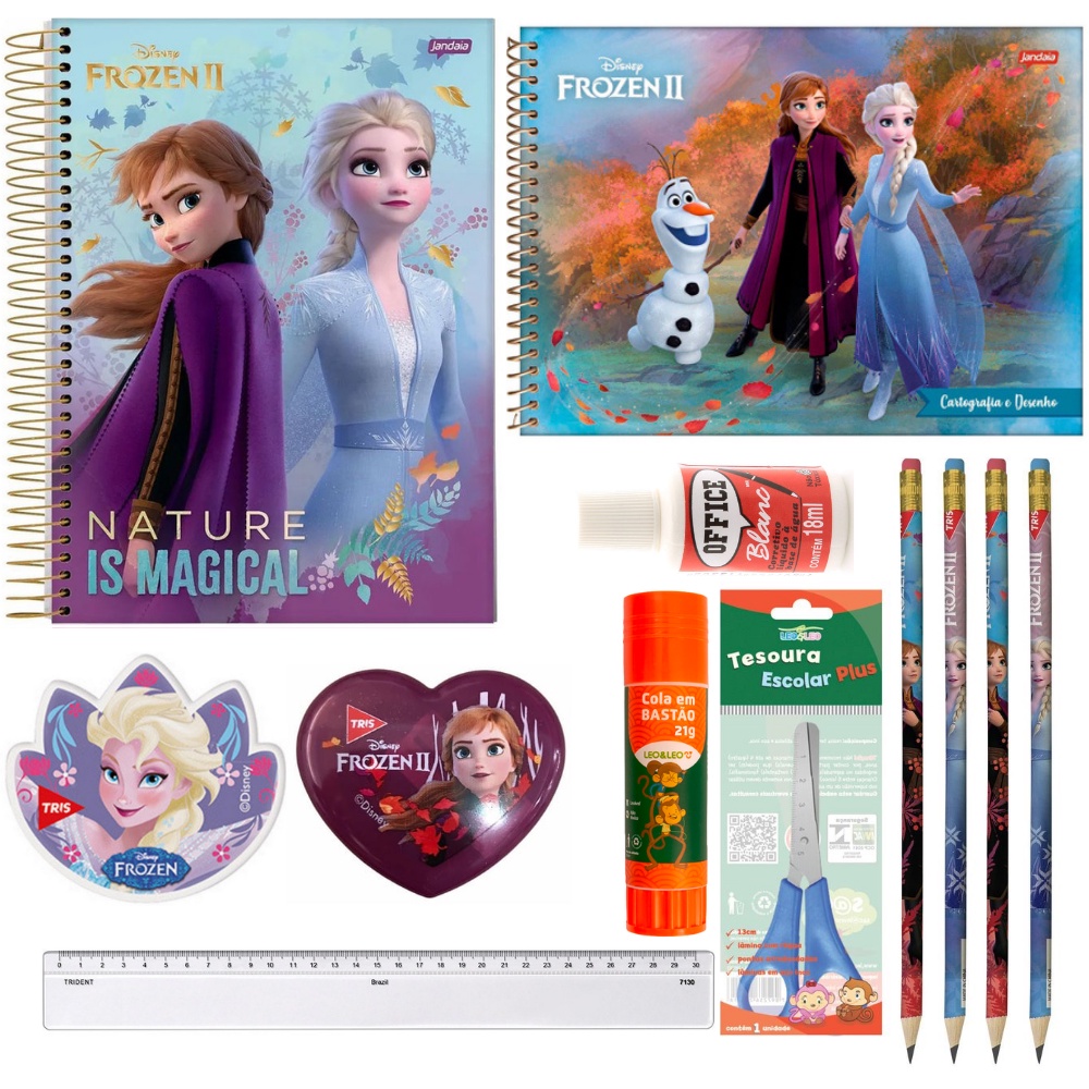 Super Kit Frozen Material Escolar Ensino Médio Faculdade Caderno 10 ...
