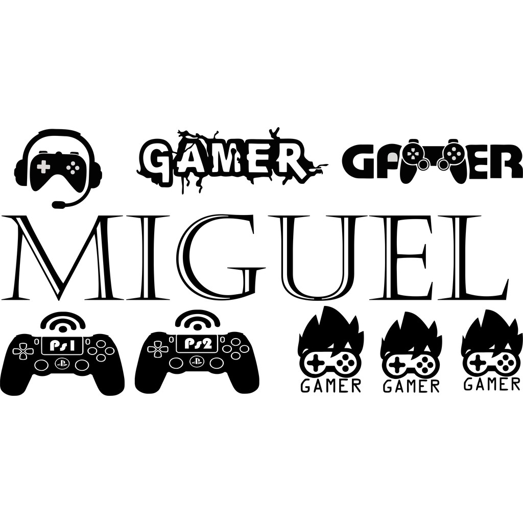 Kit Adesivos Gamer com 9 Unidades + Nome Personalizado | Shopee Brasil