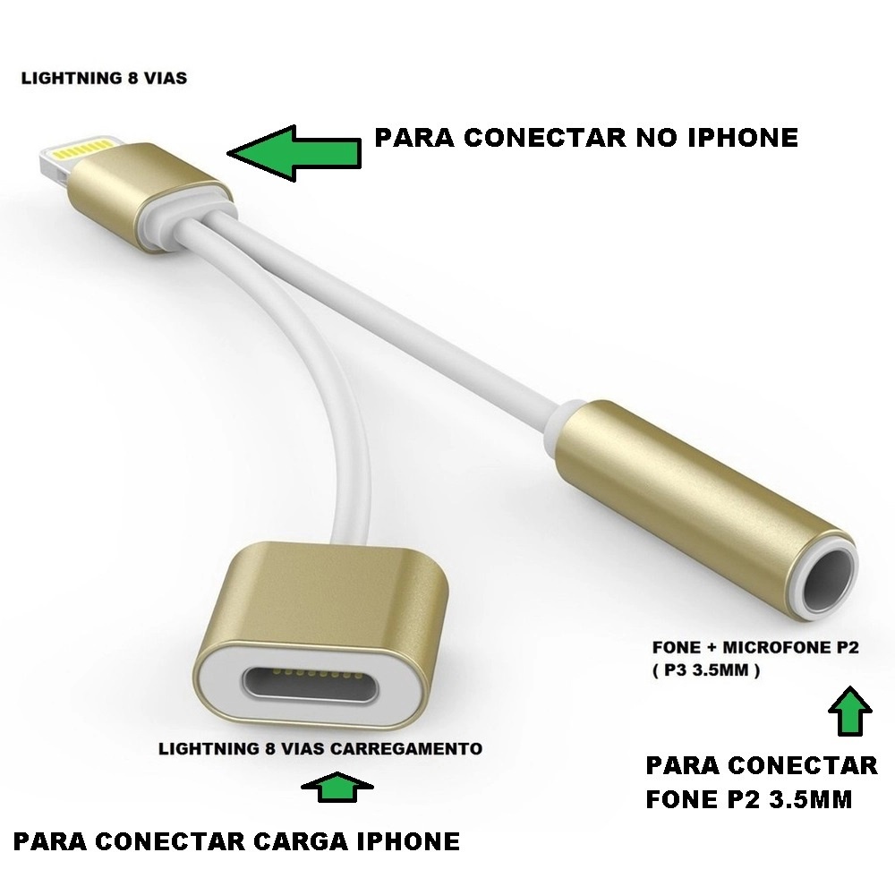 CABO ADAPTADOR LIGHTNING SPLITTER CARREGADOR FONE P2 | Shopee Brasil