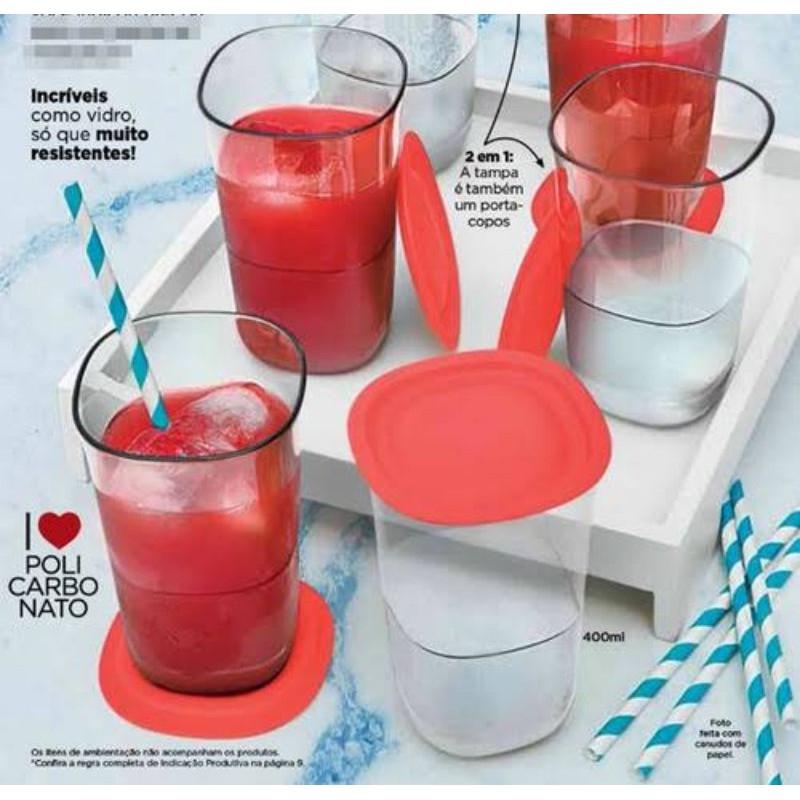 Tupperware Copo Mágico Watermelon Policarbonato - 400ml | Shopee Brasil