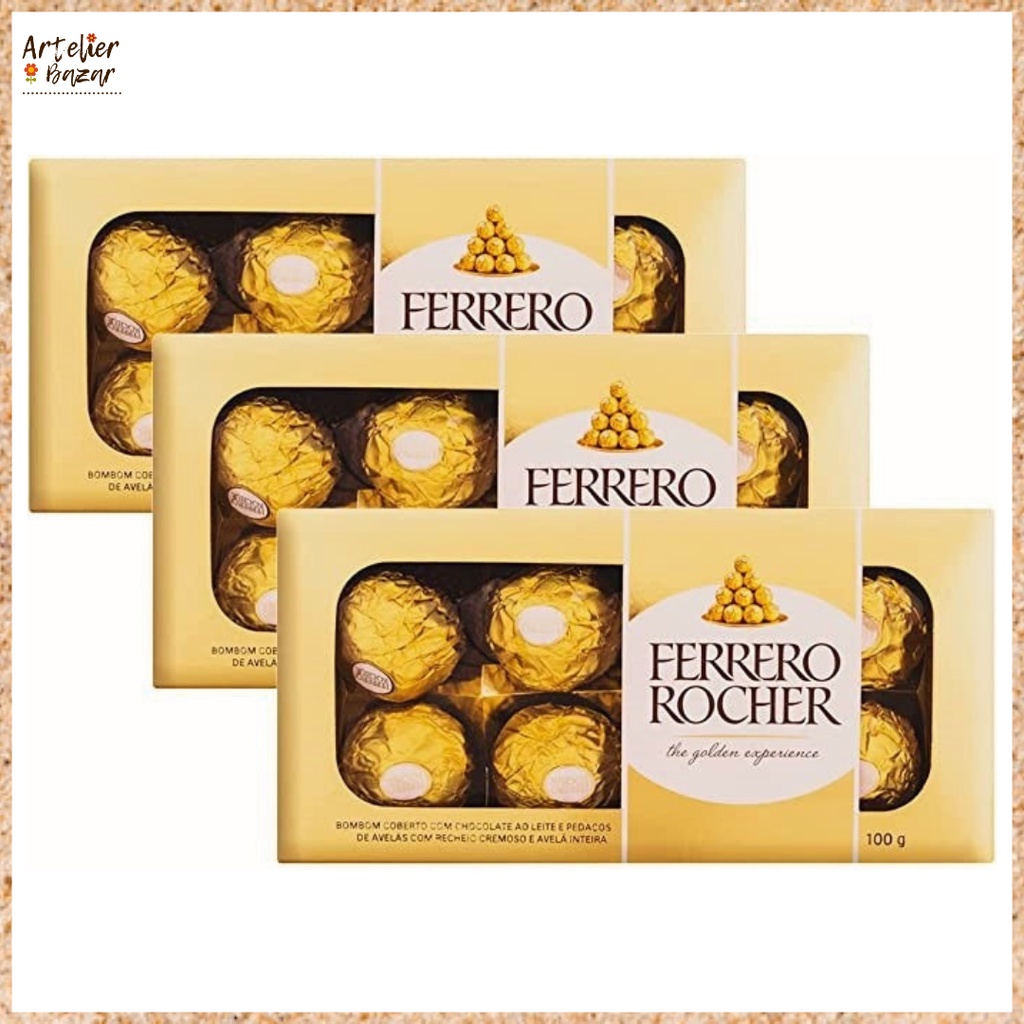 Bombom Ferrero Rocher 100g Caixa Com 8 Unidades - KIT COM 3 CAIXAS ...