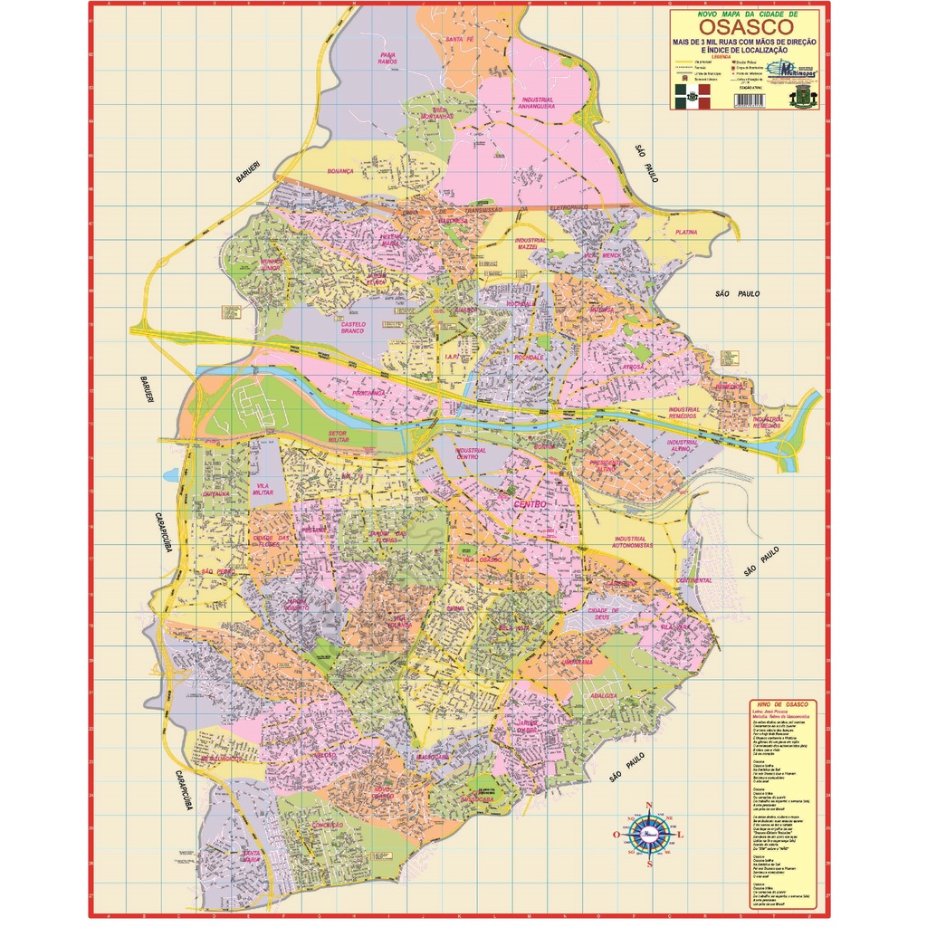 Mapa Osasco Politico Rodoviario Ruas Rotas Poster Geografia Geografico ...