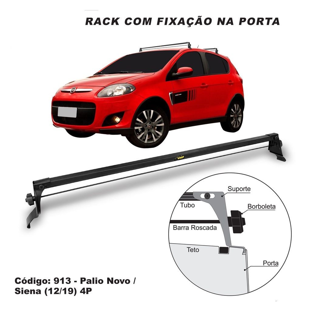 Rack De Teto Bagageiro Fiat Grand Siena E Palio Novo 4p 2012 2013 2014 ...