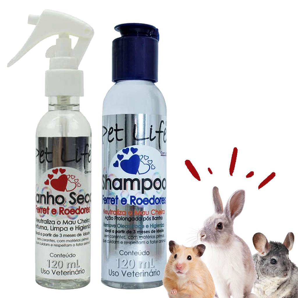 Kit Shampoo e Banho Seco Pet Hamster Roedores 120ml | Shopee Brasil