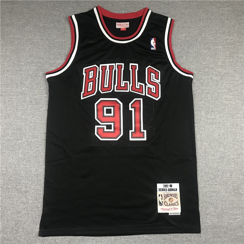 nba Chicago Bulls No. 91 Rodman retro black basketball sports jersey ...