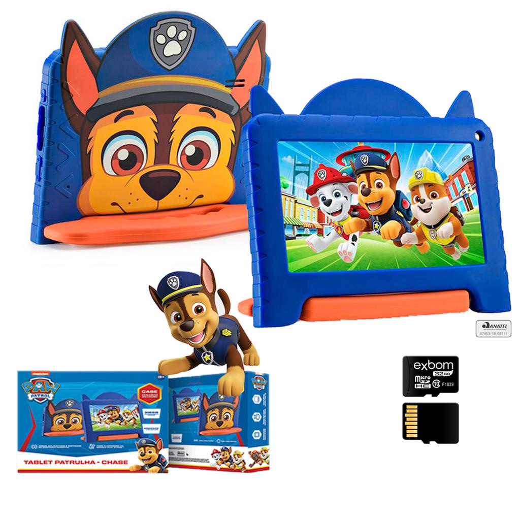Tablet infantil WIFI 32GB Capa Maleta Patrulha Canina + Cartao 32GB ...