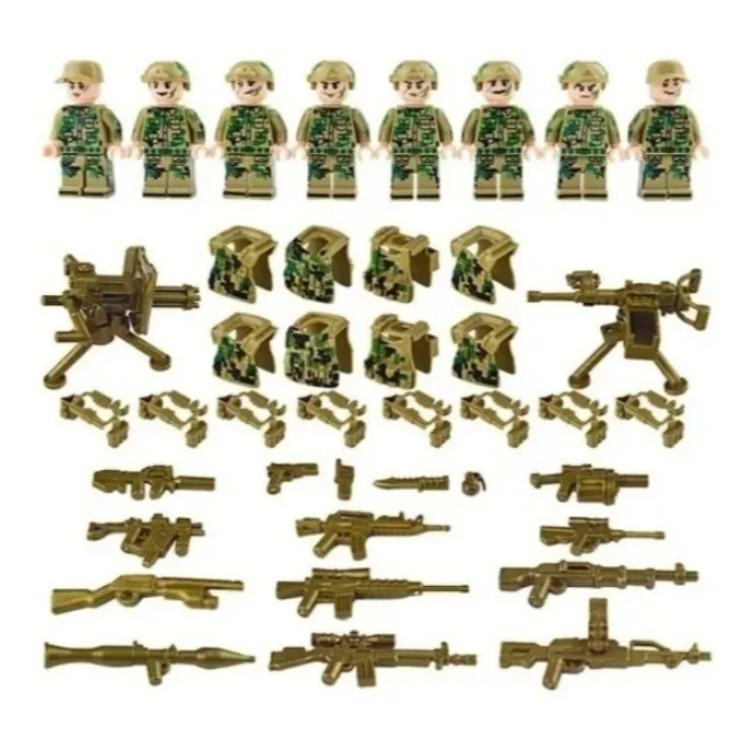 Kit 8 Bonecos Soldados Exército Armas Compatível C/ Lego - Escorrega o ...