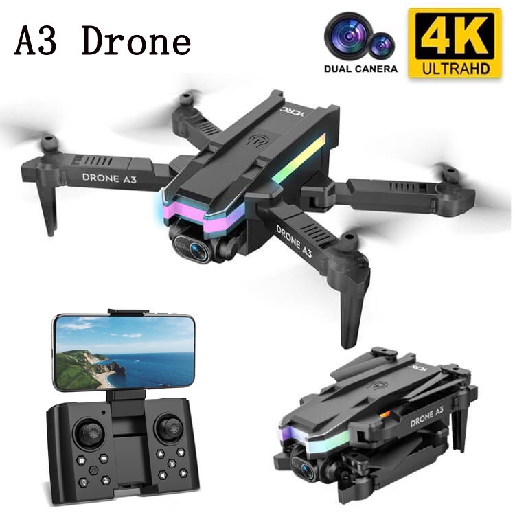 Drone A3 Com Câmera 4k Hd Wideangle Wifi Posicionamento Visual Rc ...