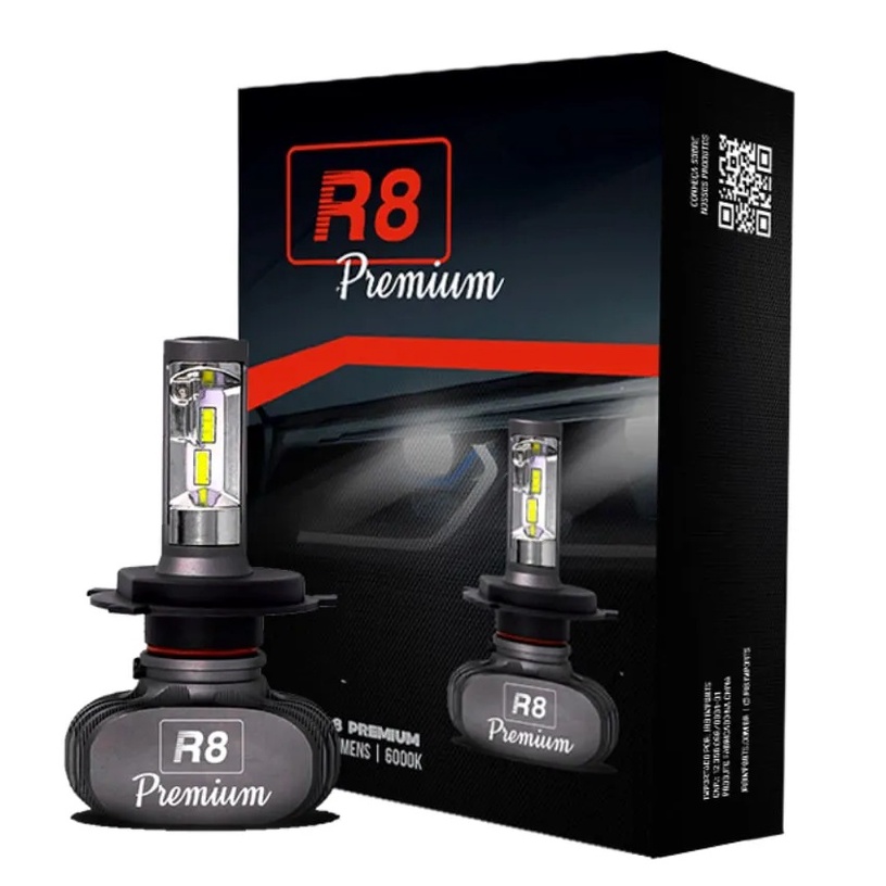 Kit super Led branco 6000k H1 H7 Hb4 Hb3 H8 3000 lúmens R8 Premium ...
