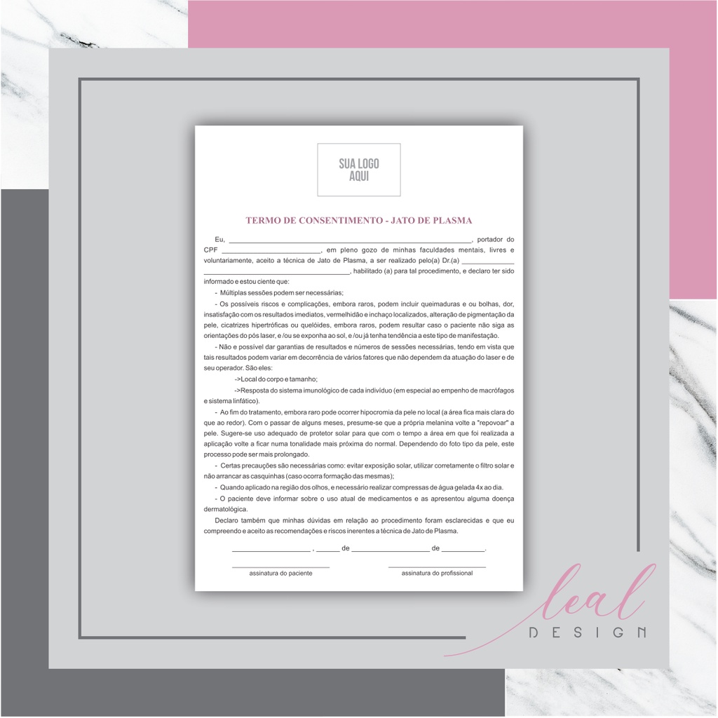 Ficha Estética | Termo de Consentimento | Jato de Plasma | Shopee Brasil