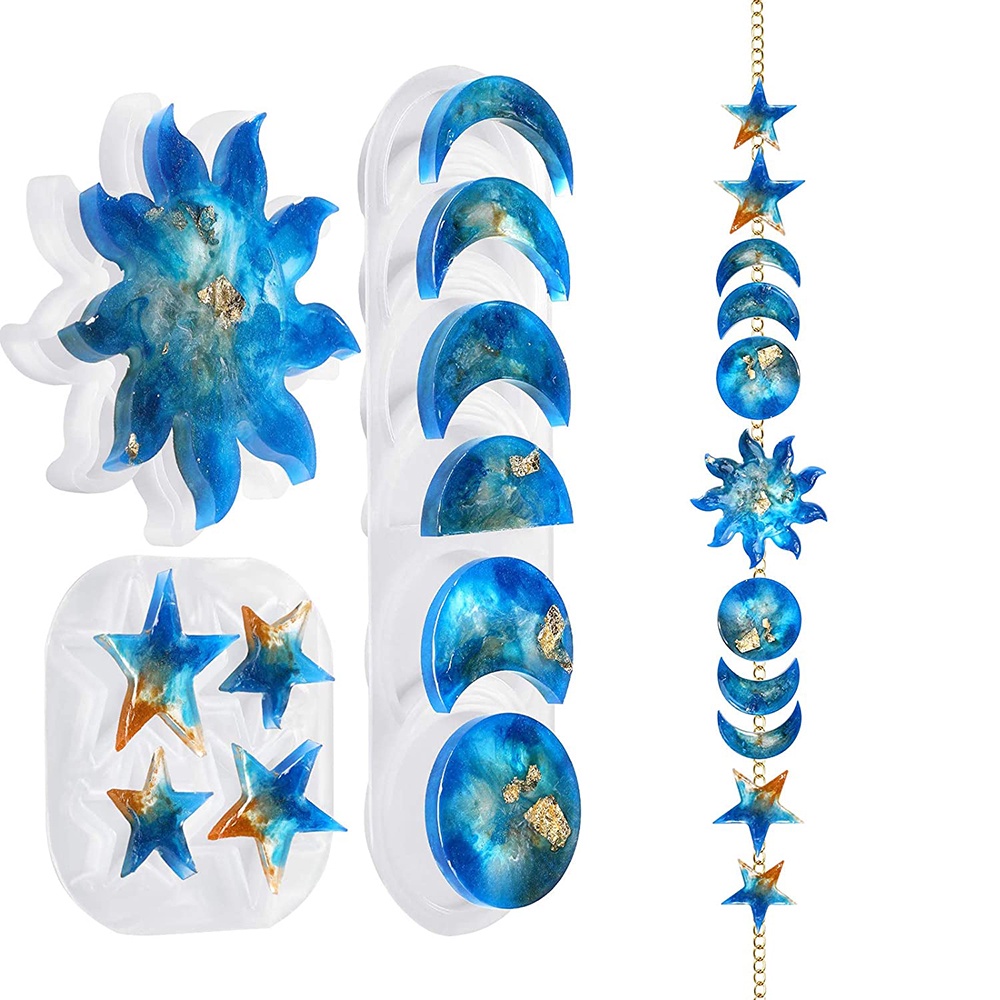 Lua Molde Resina , Sol Estrela De Silicone , Crescent Moon Epóxi Mold ...