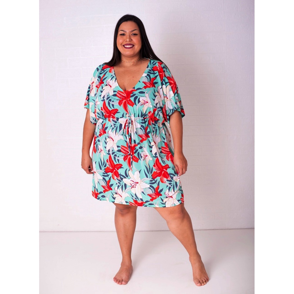 Saída de Praia Estampada Plus Size Tamanhos Extra Grandes 56 58 60 62 ...