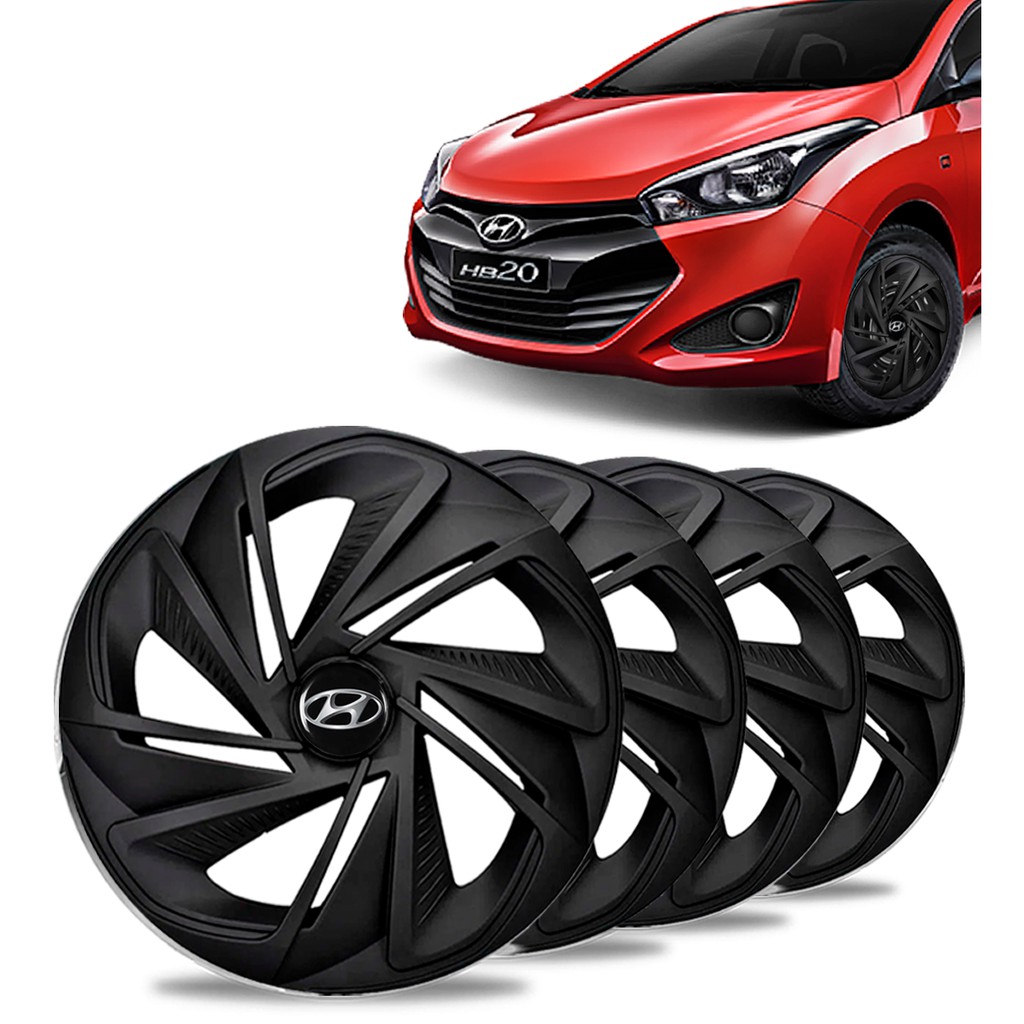 Jogo 4 Calota Nitro Aro 14 Preta Fosca Hyundai Hb20 Hatch Sedan ...