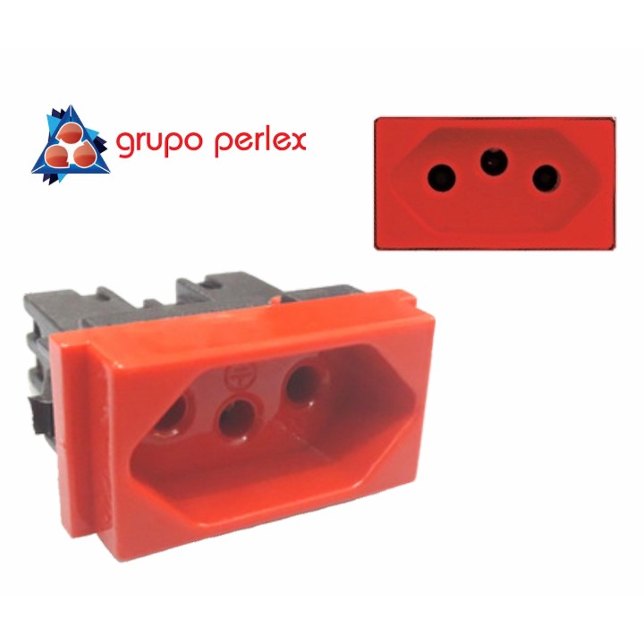Modulo Tomada Simples 20A Vermelho Perlex Nova Aros | Shopee Brasil
