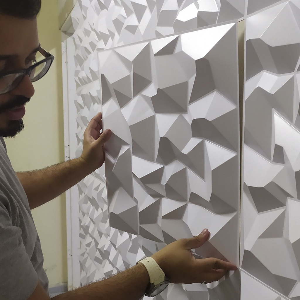 Placa 3D PVC Adesiva 50x50 Revestimentos de Parede Classic - Escorrega ...