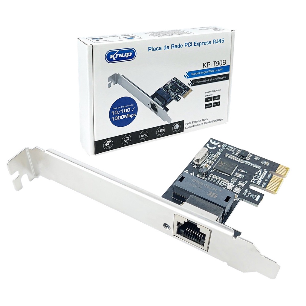 Placa De Rede Gigabit PCI Express 1000Mbps RJ45 Ethernet Lan 10 100