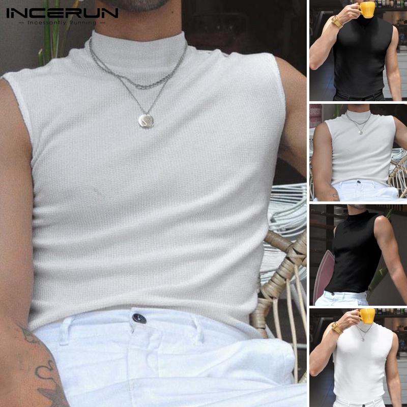 XMAN Regata Masculina Slim Fit Sem Manga De Gola Alta Em Cor Lisa ...