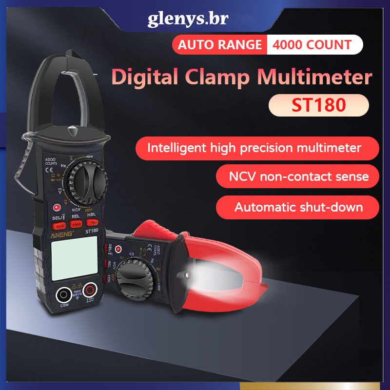 Alicate Amperímetro Digital Multímetro Auto AC/DC/Tensão ST180 4000 ...