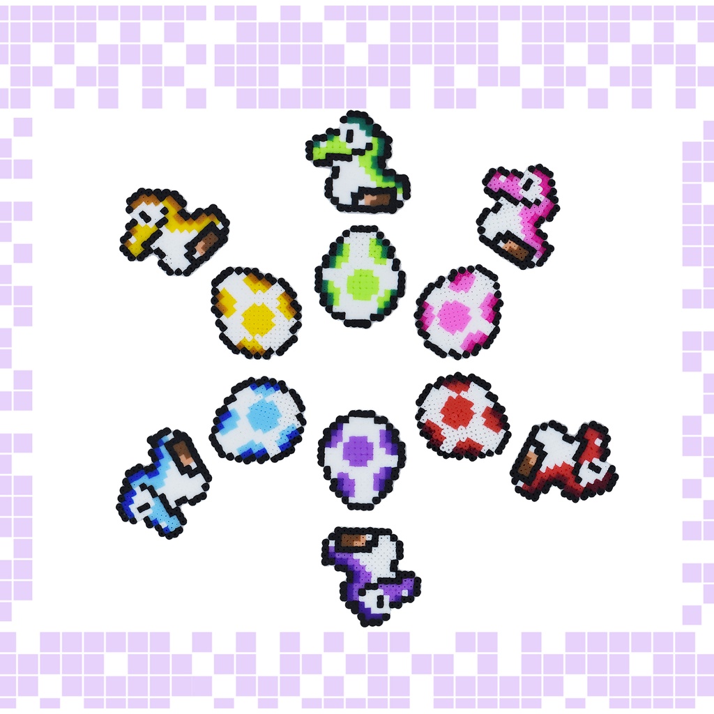 Par de Brincos Baby Yoshi Super Mario World Pixel Art Perler Beads ...