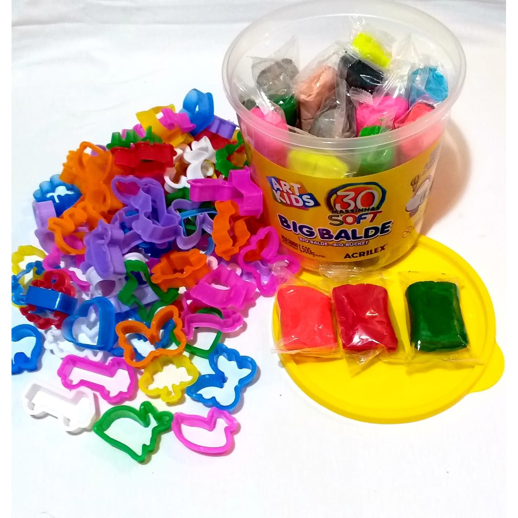 Massinha De Modelar-big Balde C/30 + 100 Cortadores +brinde | Shopee Brasil