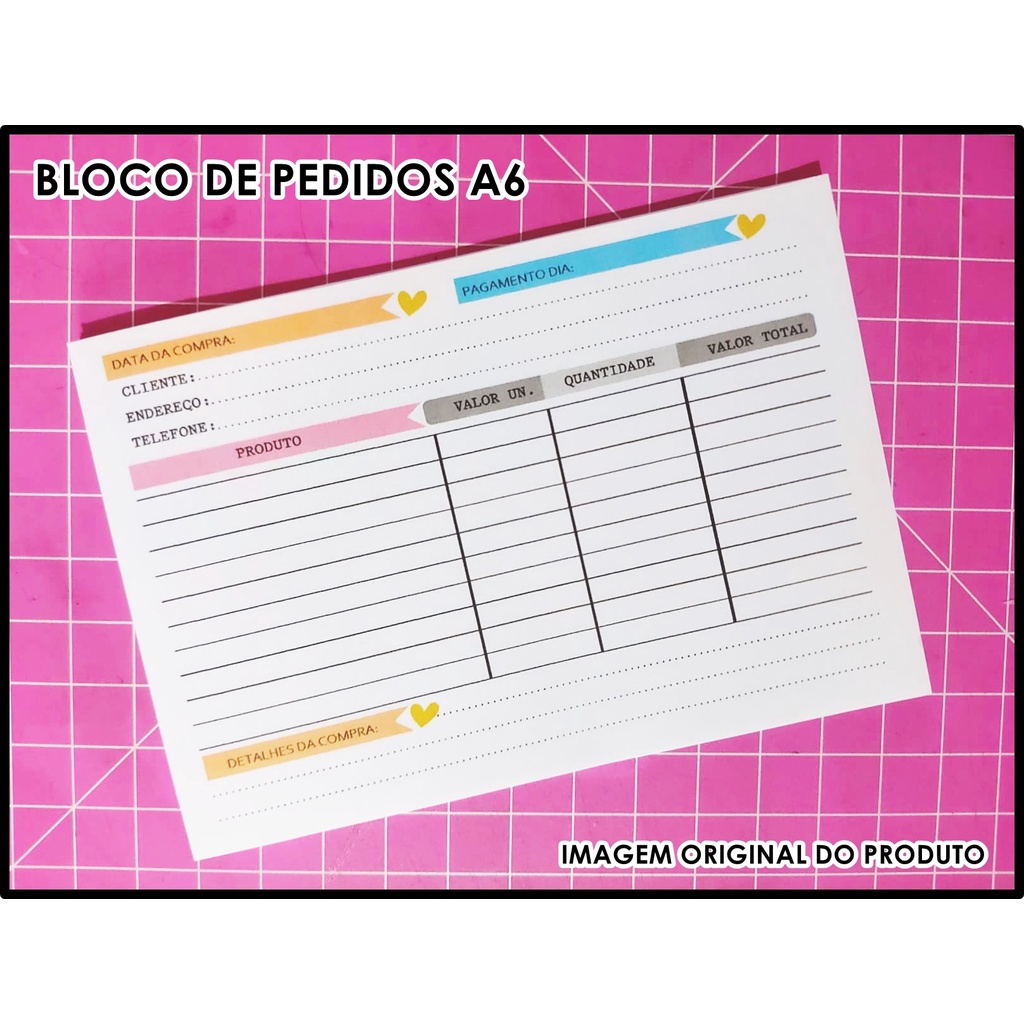 Bloquinho de Pedidos Personalizado A6 | Shopee Brasil
