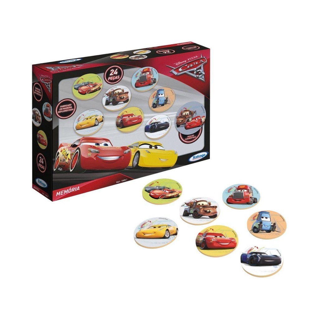 Jogo da Memória Carros Cars 3 Disney Pixar 24 pçs Xalingo | Shopee Brasil