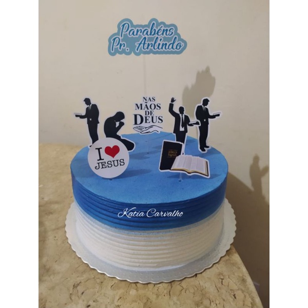 Topo de Bolo Topper Tags Pastor Igreja Servo de Deus Bíblia | Shopee Brasil