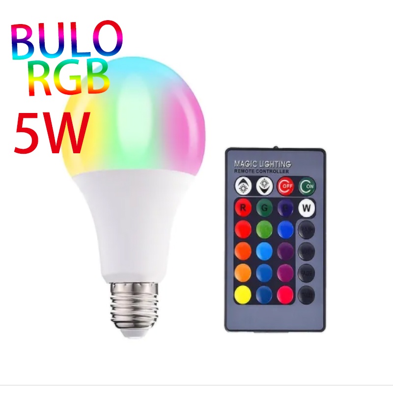 Lâmpada Bulbo Led Rgb 5w Luz Colorida 16 Cores Bivolt Com Controle ...