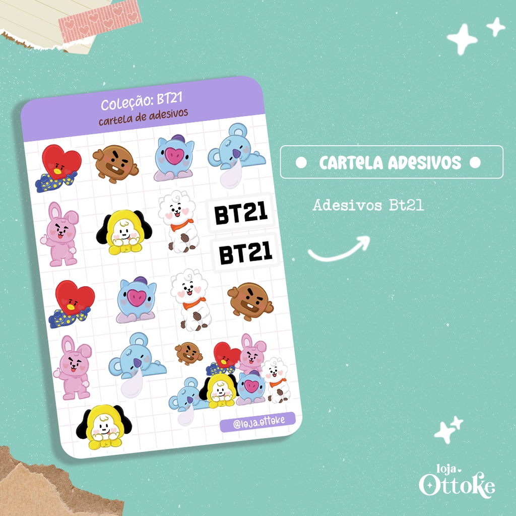 Cartela de adesivos - BT21 | Journal sticker | Shopee Brasil