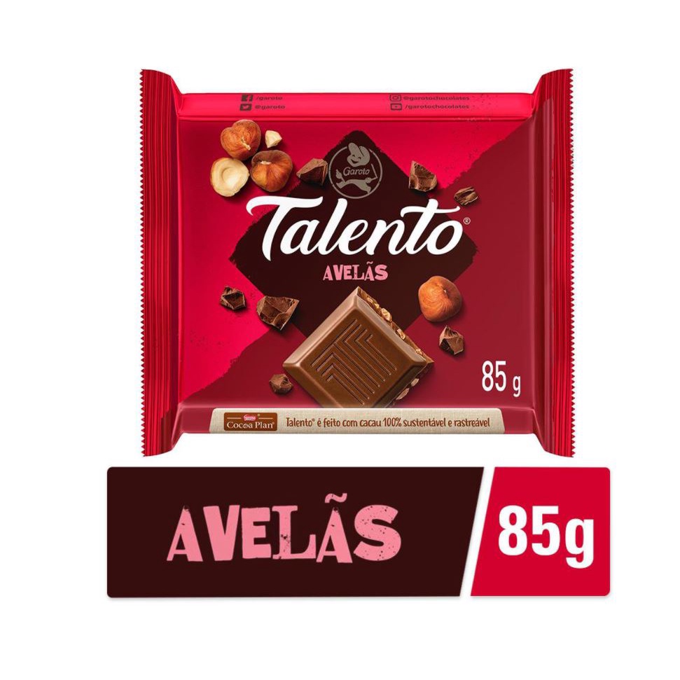 Chocolate Talento ao Leite com Avelãs 85g | Shopee Brasil