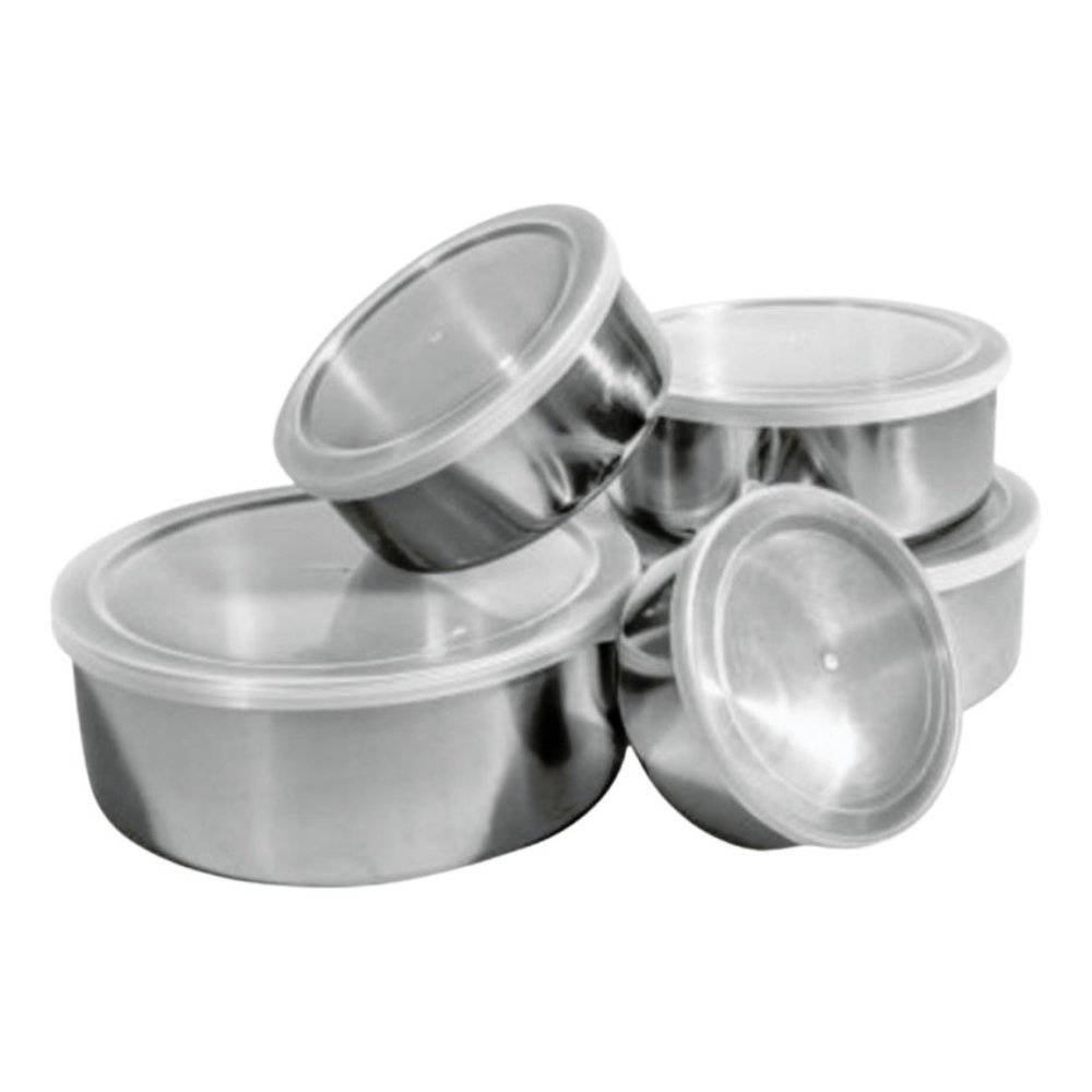 Conjunto De Tigelas Aço Inox 5 Peças Com Tampa Resistente - Escorrega o ...