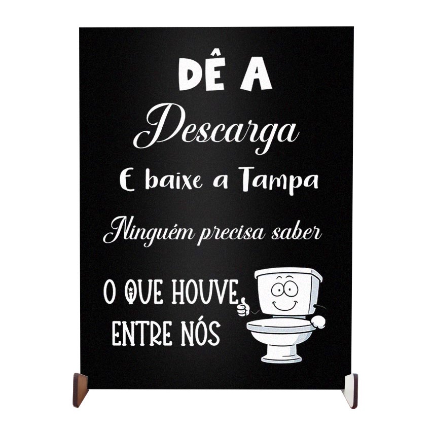 plaquinha decorativa preta dê a descarga e baixe a tampa para banheiro ...