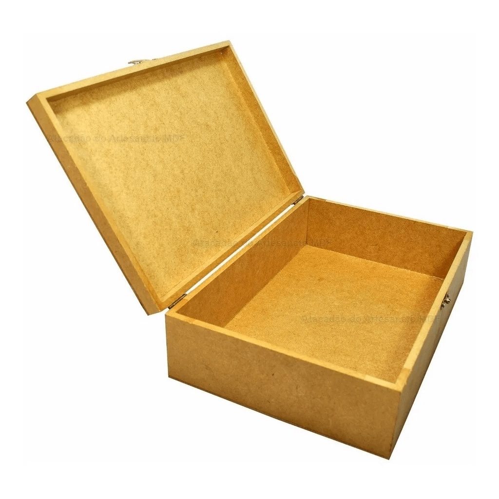 Caixa Retangular Lisa com Dobradiça e Fecho 30x20x9 Mdf Madeira ...