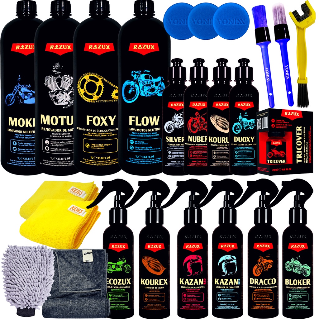 Kit Para Lavar Moto Motocicleta Completo Produto Profissional Razux By Vonixx | Shopee Brasil