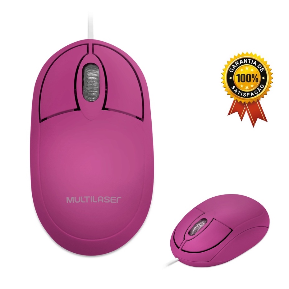 Mouse USB Com Fio Rosa Computador Notebook Multilaser Rosa MO304 Barato ...