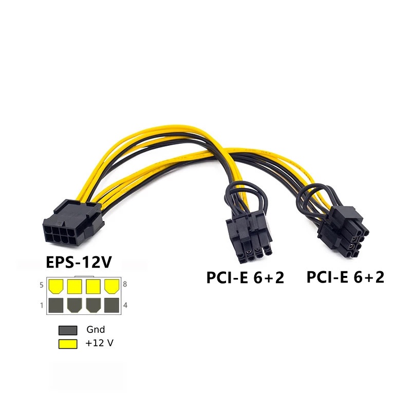 EPS CPU 12 V 8 Pinos Para PCI Express Dual 8 (6 + 2) Pin Adaptador PCIE ...