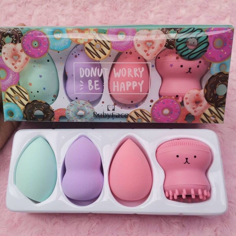 kit esponja silicone polvo facial + esponja gota make de beleza pronto ...