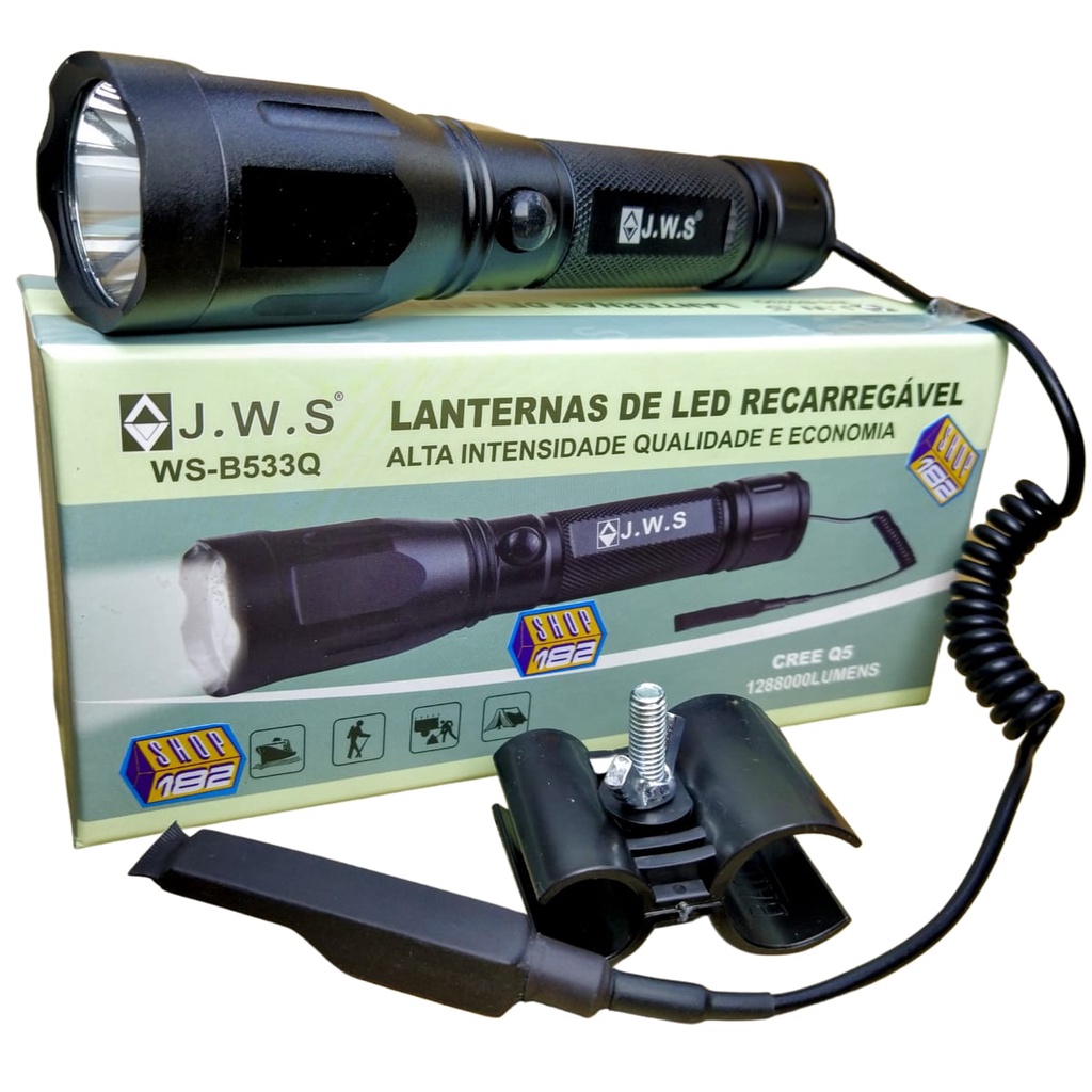 Lanterna Com Acionador Remoto + Suporte Para Armas Cano Longo Led Branco JWS WS-b533Q | Shopee ...