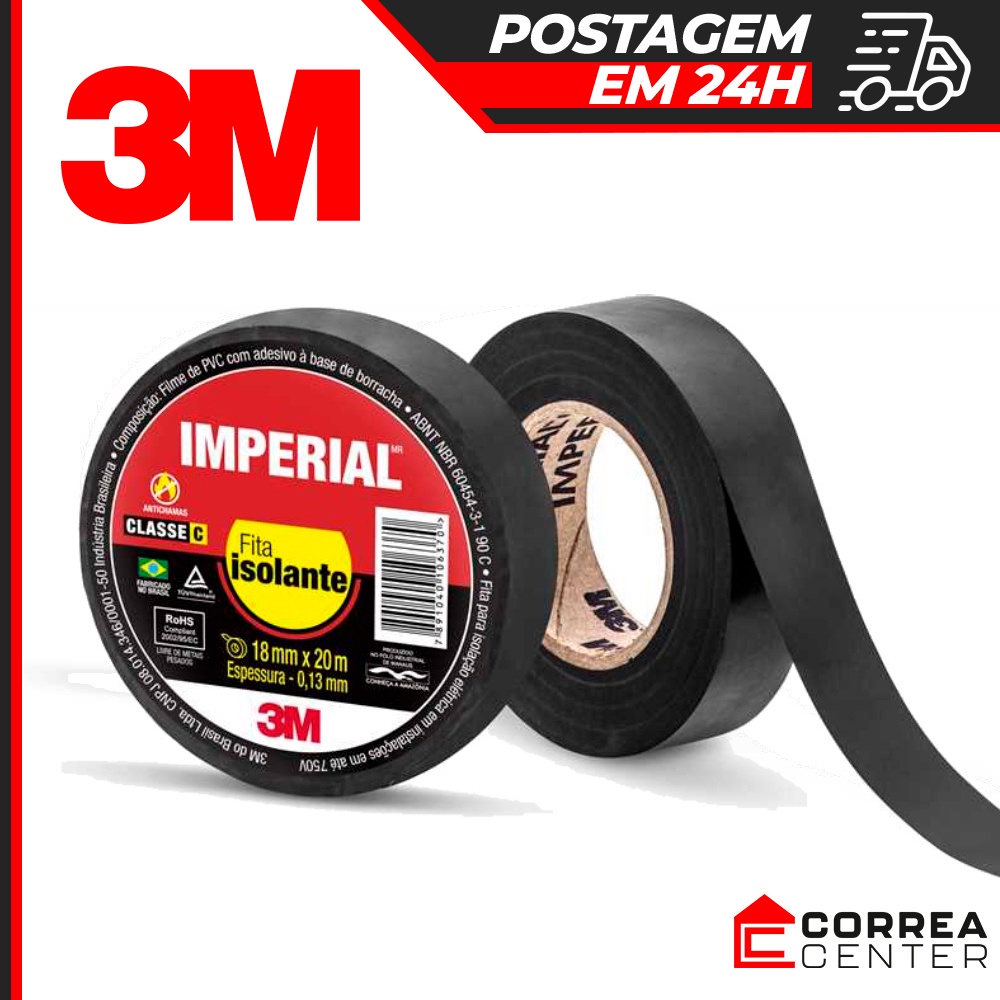 Fita Isolante 3M Imperial Anti Chama 18 mm Vários Tamanhos - Escorrega ...