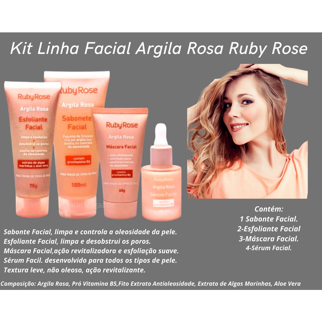 Kit Argila Rosa Linha Skin Care Ruby Rose | Shopee Brasil