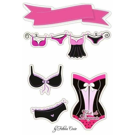 Topo De Bolo Topper CHÁ DE LINGERIE Cortado Colado Envio Imediato ...