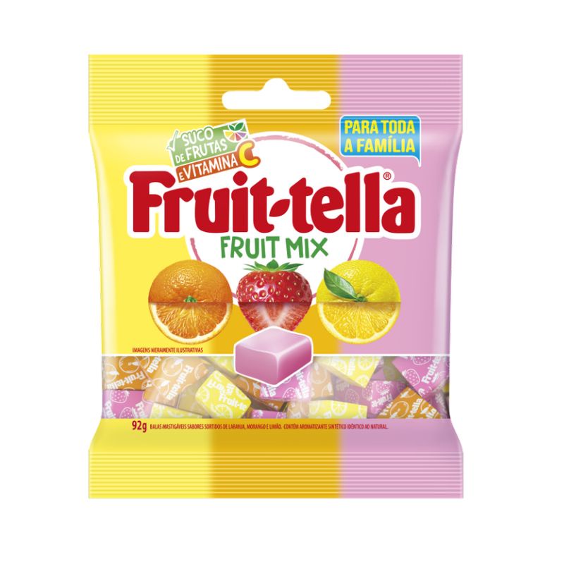 FRUITTELLA Bala Mastigáveis. FRUITTELA Sortida Laranja, Morango e Limão ...