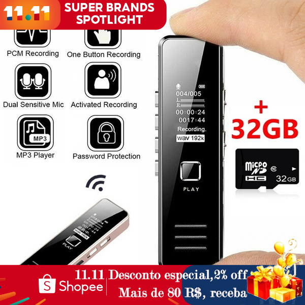 🔥🔥🔥【Ready Stock】Gravador de Voz Digital Recarregável 32GB Gravador de ...