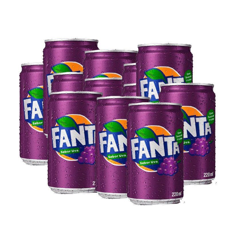 Fardo 12 Latas Refrigerante de Uva Fanta Lata 220ml | Shopee Brasil