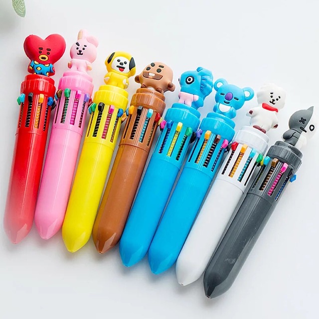 Korean Kpop BTS BT21 Ballpen 10 Colors BT21 Character Pens 10 Colors ...