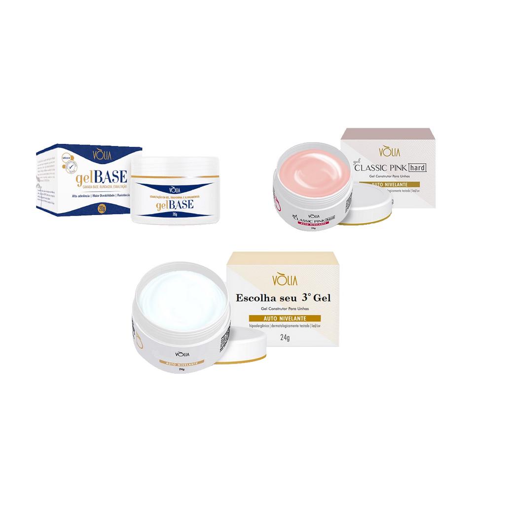 Kit Combo 3 Gel Volia 1 Capa Base 1 Pink Hard + 1 A Escolher | Shopee ...